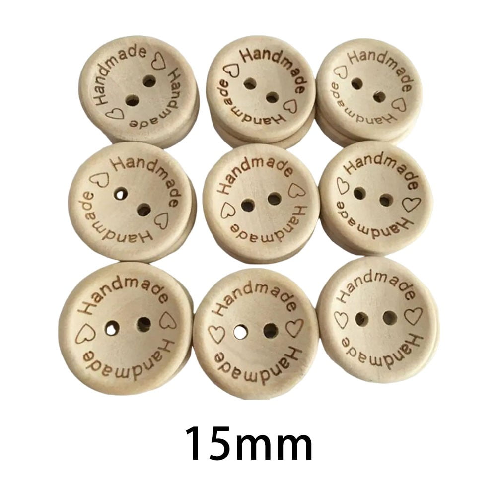Handmade Wooden Buttons for DIY Crafts - 100pcs in 15/20/25mm Sizes ...
