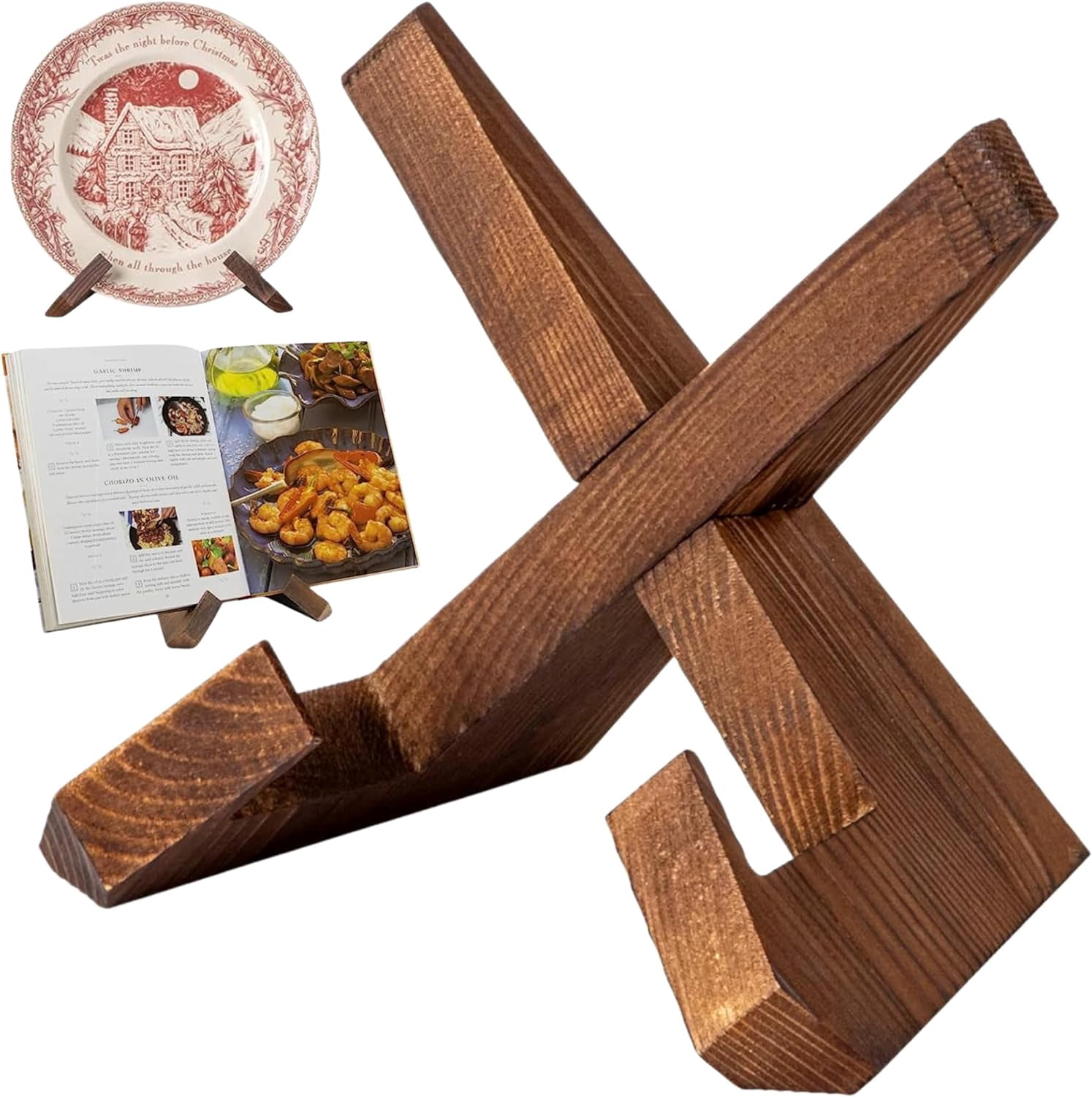Handmade Wooden Cookbook Holder, 6.5 Inch Cookbook Stand for Kitchen ...