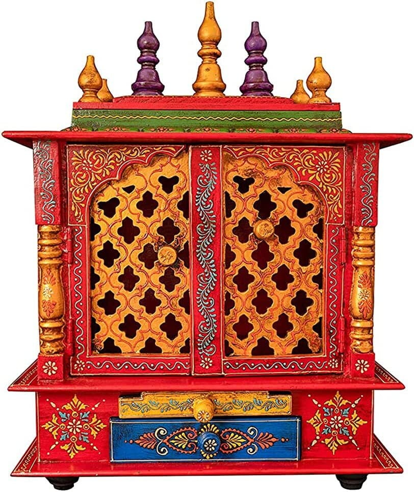Handmade Wooden Designer Temple / Mandir With Doors And Cabinets ...
