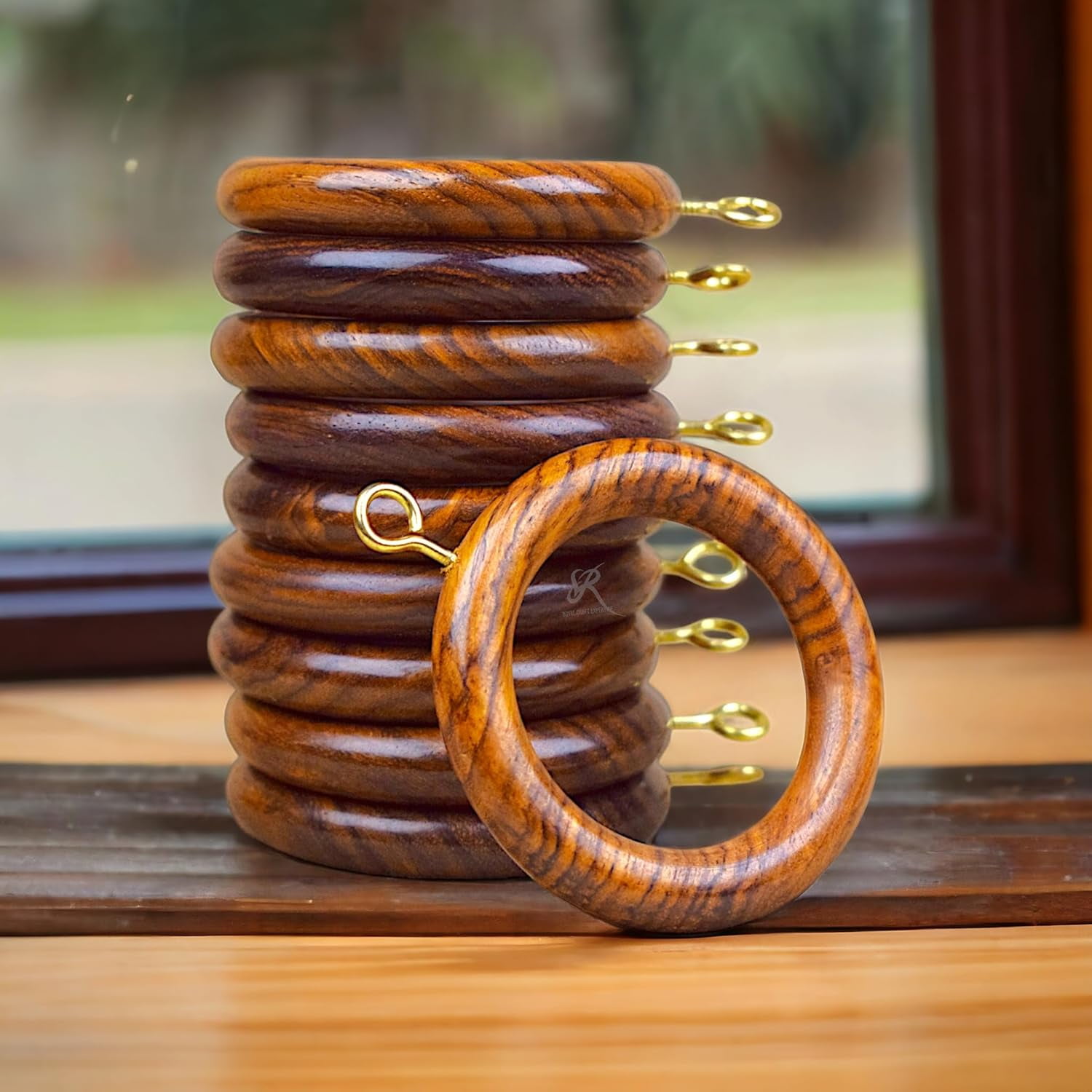 Handmade Wooden Drapery Rod Rings, Curtain Rod Rings, for 1-1.5 inch ...