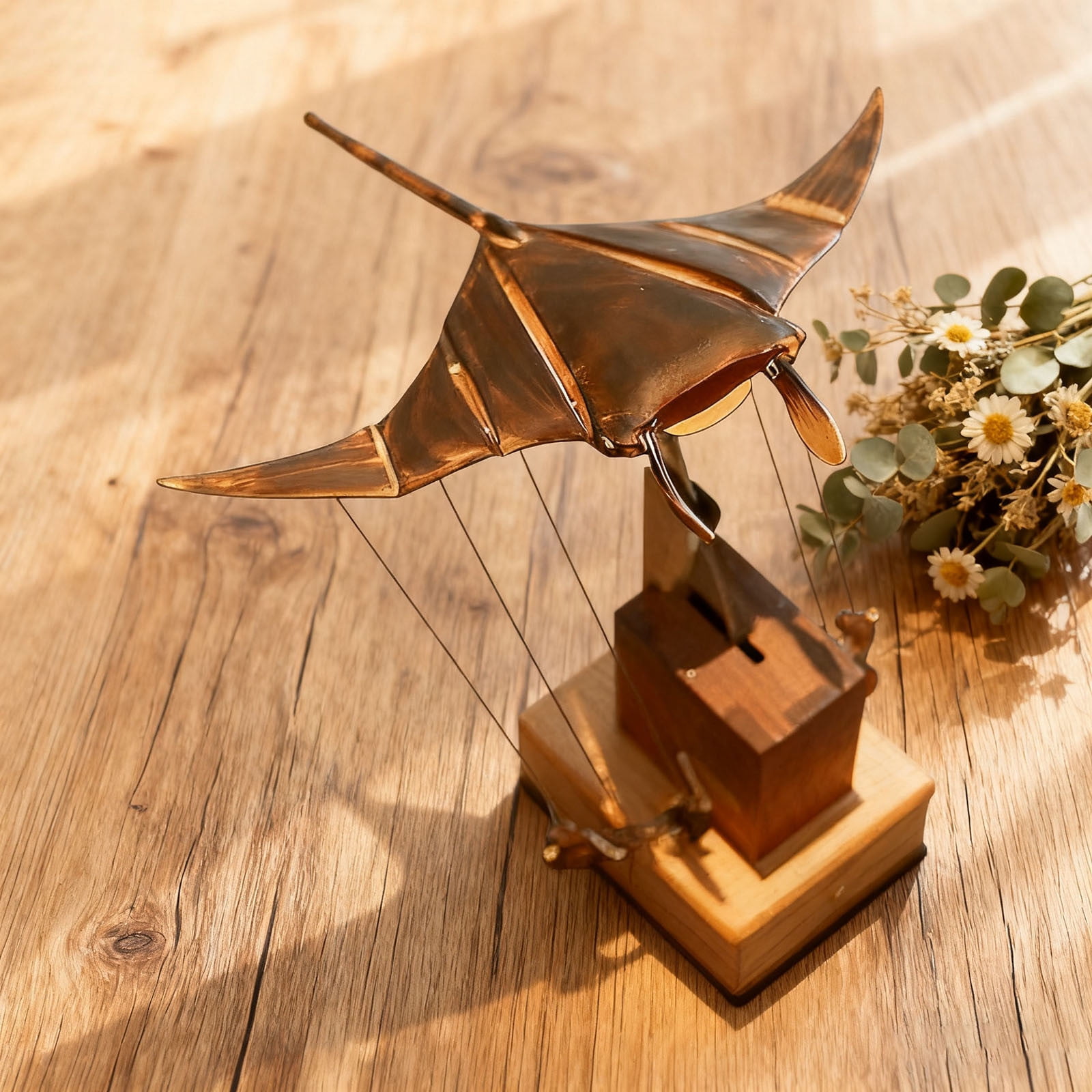 Handmade Wooden Electric Manta Ray Ornament – 2026 Upgraded Artisan ...