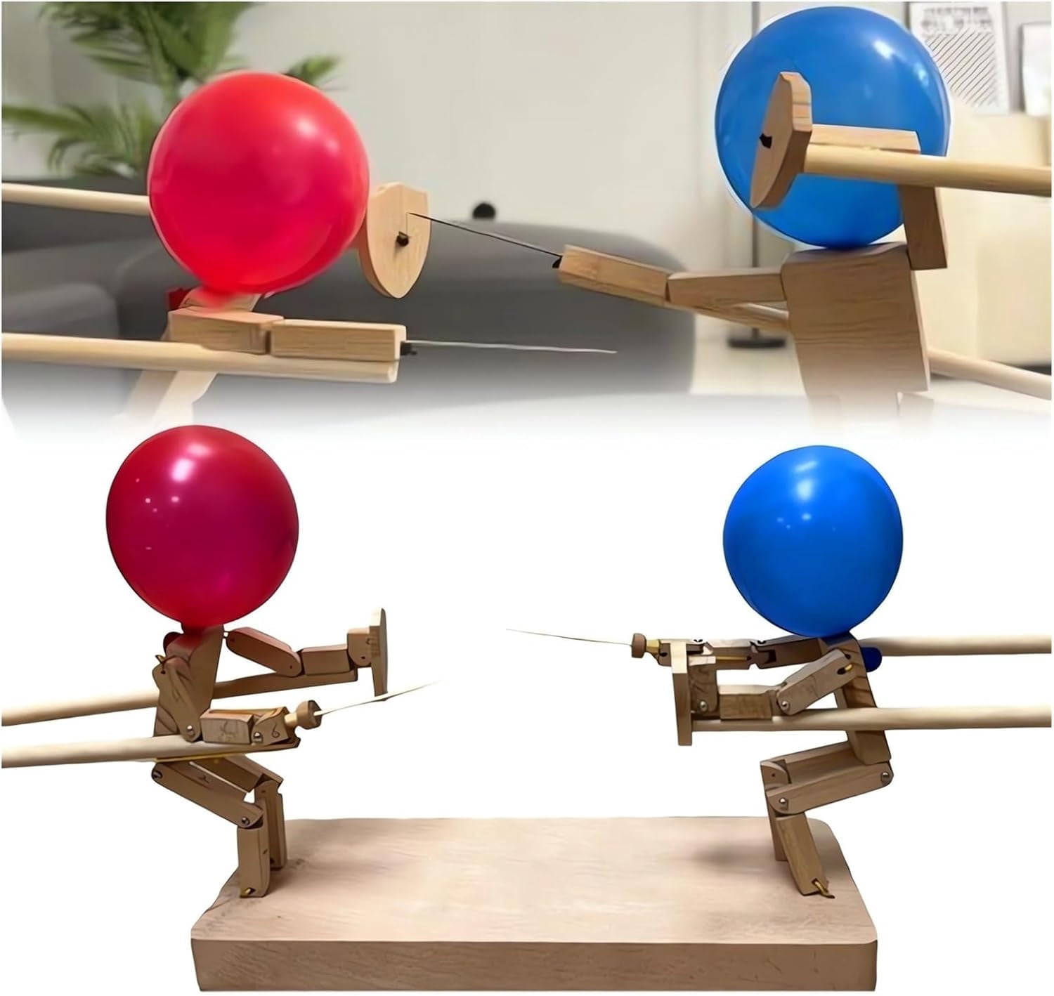 Handmade Wooden Fencing Puppets - 2026 New Pop the Balloon Game, Boom ...