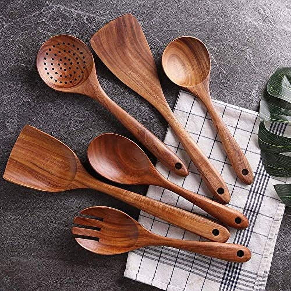 Handmade Wooden Non-Stick Serving and Cooking Spoon Kitchen Tools ...