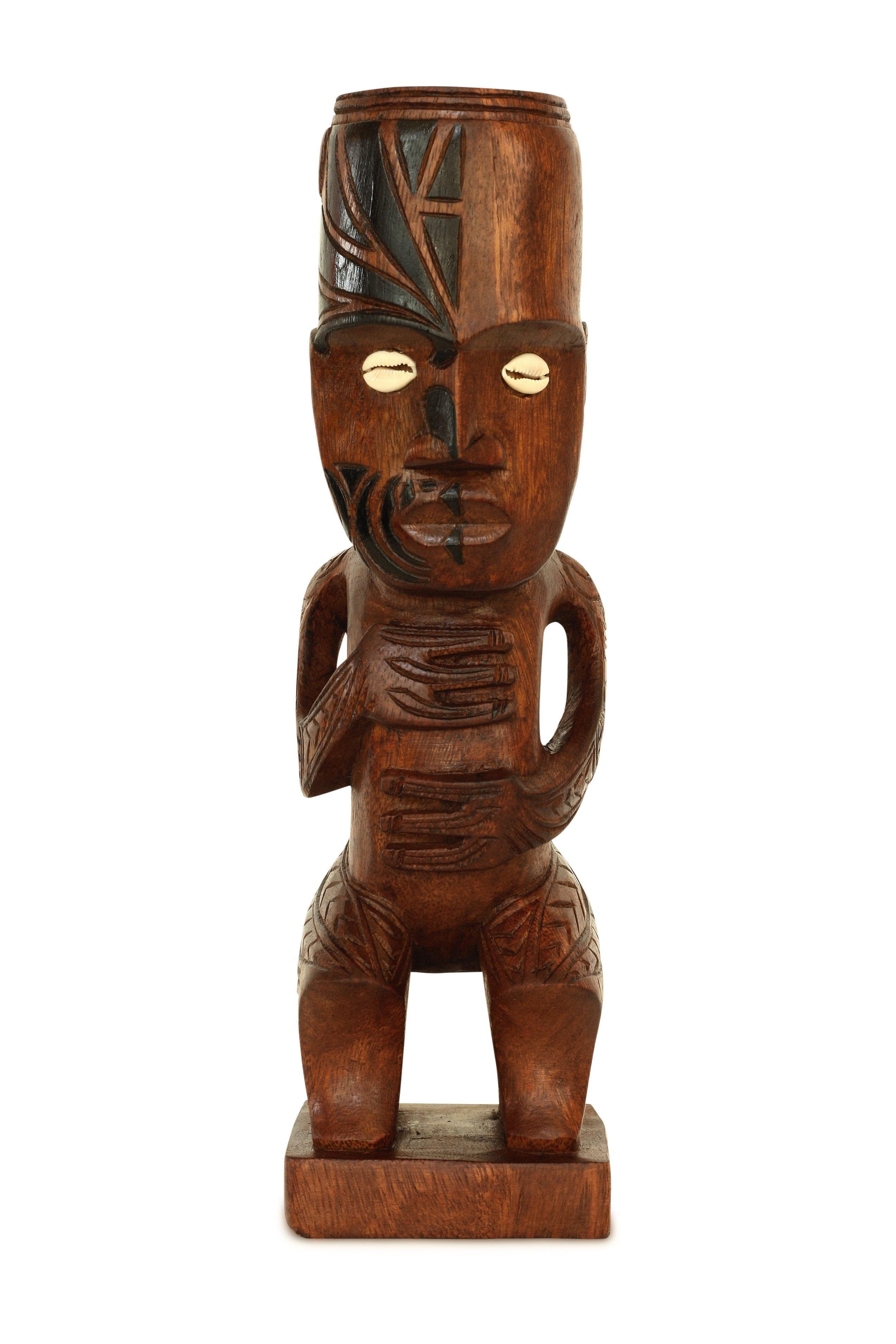 Handmade Wooden Primitive Tattoo Face Tribal Statue Sculpture Tiki Bar ...