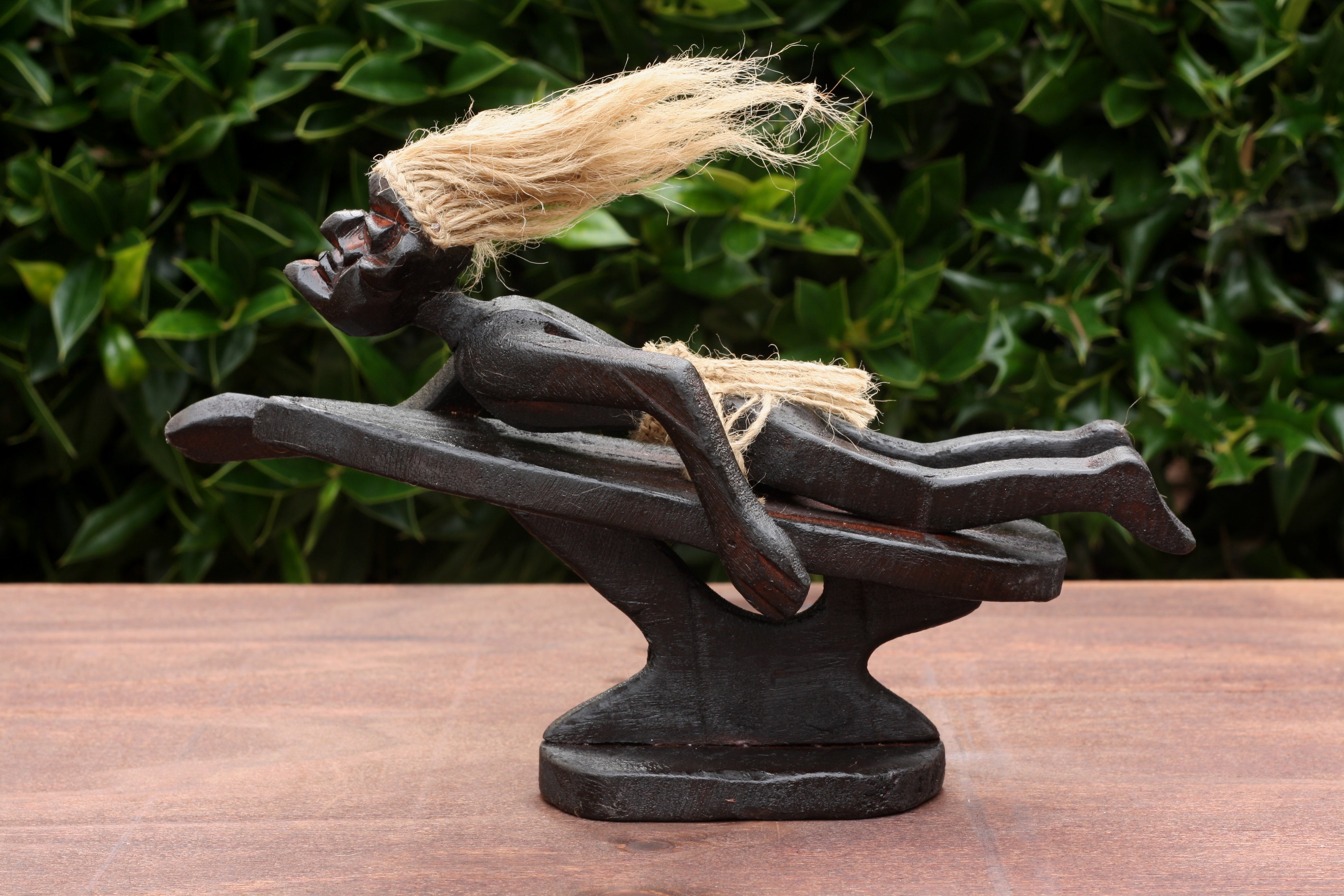 Handmade Wooden Primitive Tribal Swimming on Surf Board Figurine Statue ...