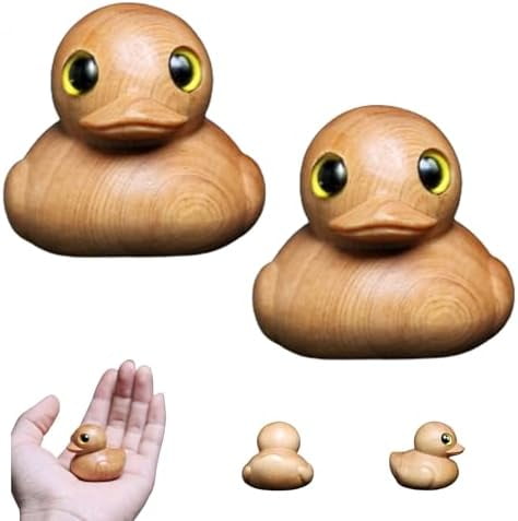 Handmade Wooden Rubber Duck, Mini Wooden Ducks Figurine,Hand Carved ...