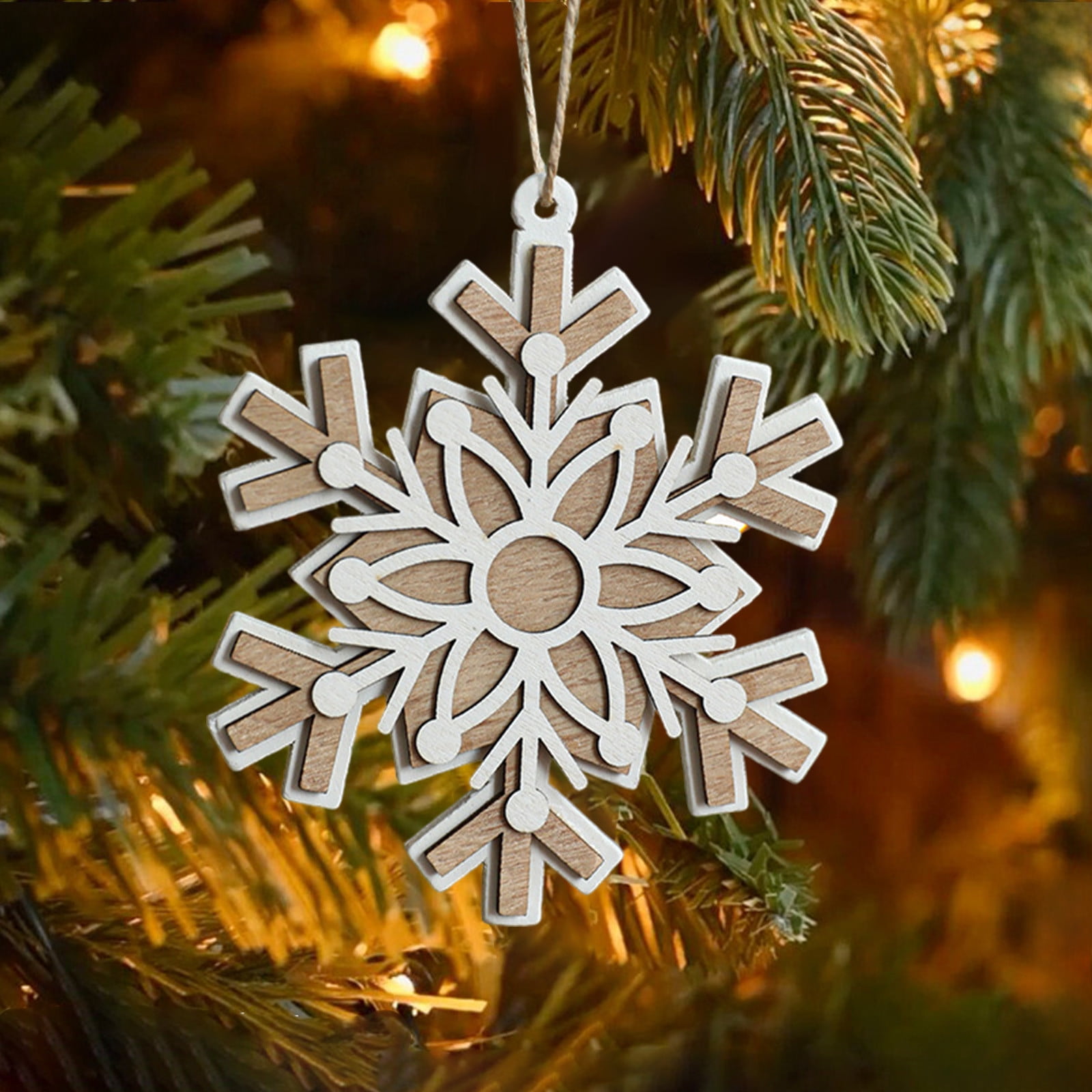 Handmade Wooden Snowflake Christmas Ornament Pendant | Natural Wood ...