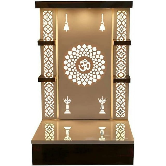 Handmade Wooden Temple White LED Light Mandir for Home and Office|Home ...