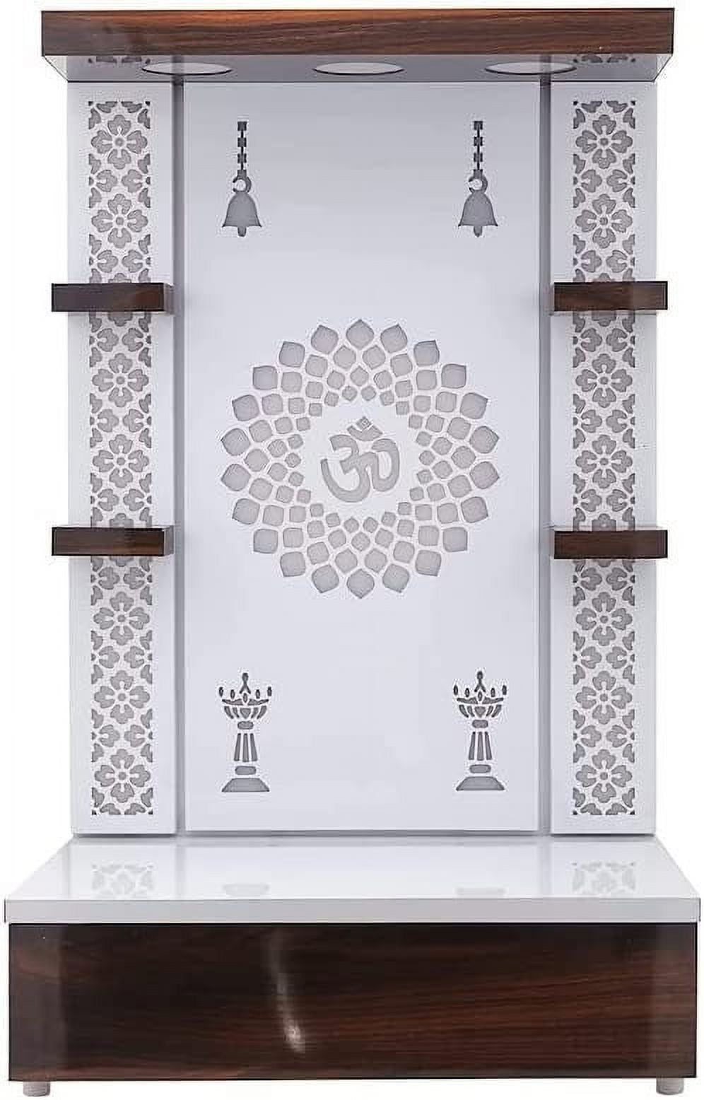 Handmade Wooden Temple White LED Light Mandir for Home and Office|Home ...