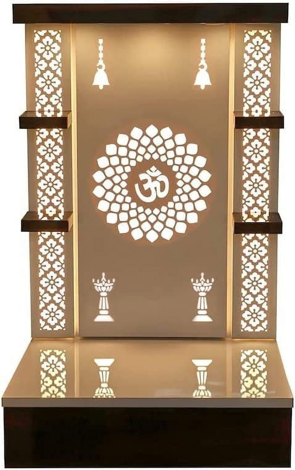 Handmade Wooden Temple White LED Light Mandir for Home and Office|Home ...