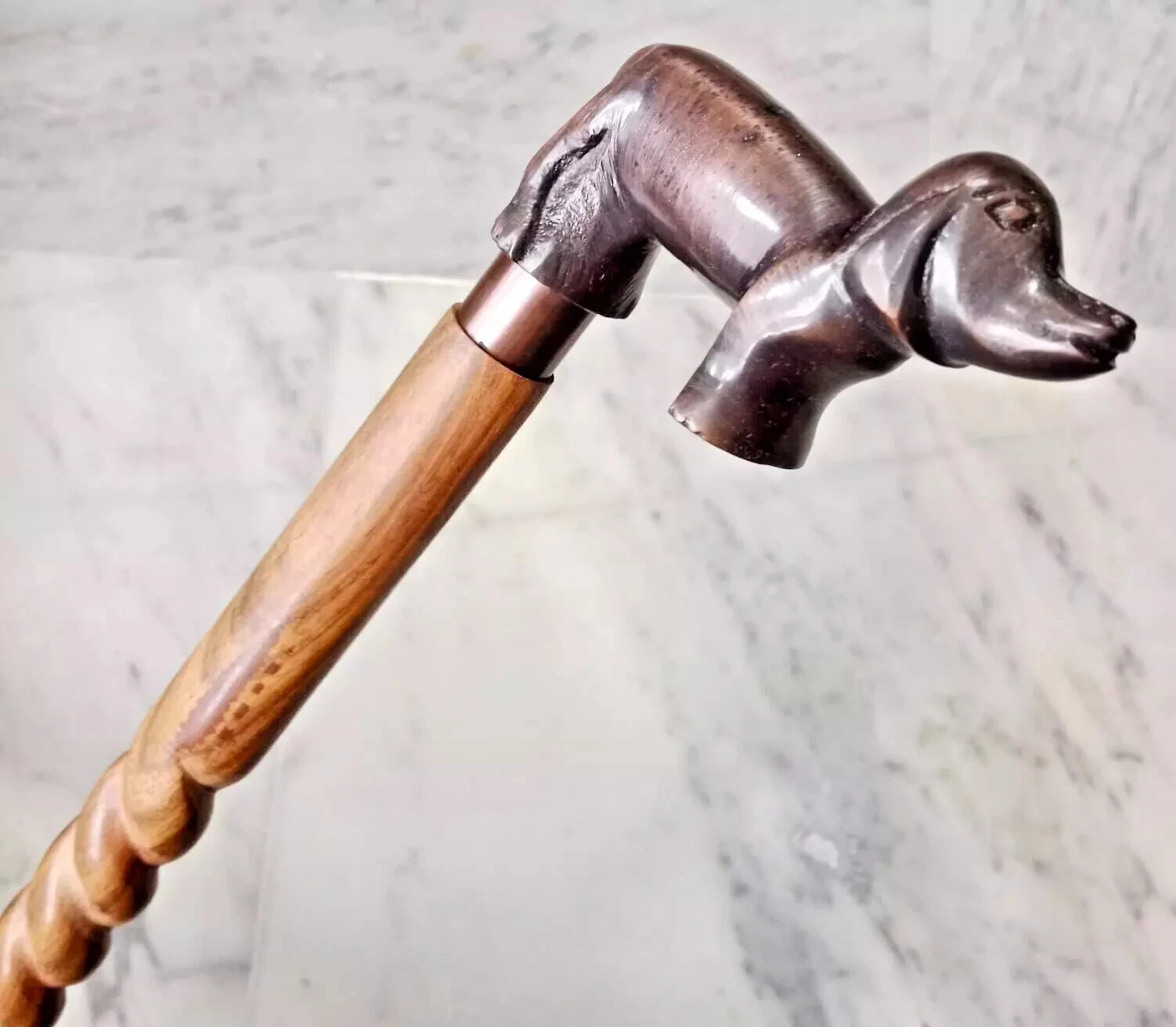Handmade Wooden Walking Cane with Antique-Style Brass Handle – Vintage ...