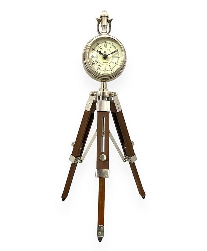 Handmade Wooden Wall Clocks with Floor Tripod Stand for Home Decoration ...