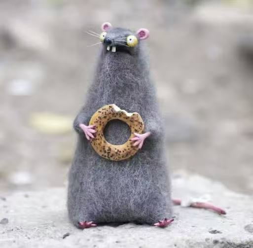 Handmade Wool Felt Big-Eyed Panicked Weirdo — Quirky Plush Pal, Wool ...