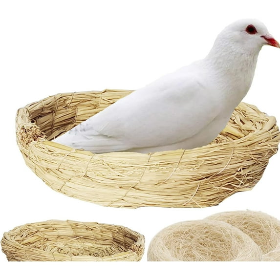 Handmade Woven Bird Spawning Nest with Coconut Fiber Liner Flat Base ...