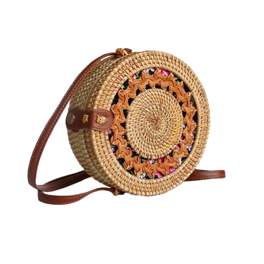 Handmade Woven Rattan Bag Lady Shoulder Bag CrossBody Bag Natural ...