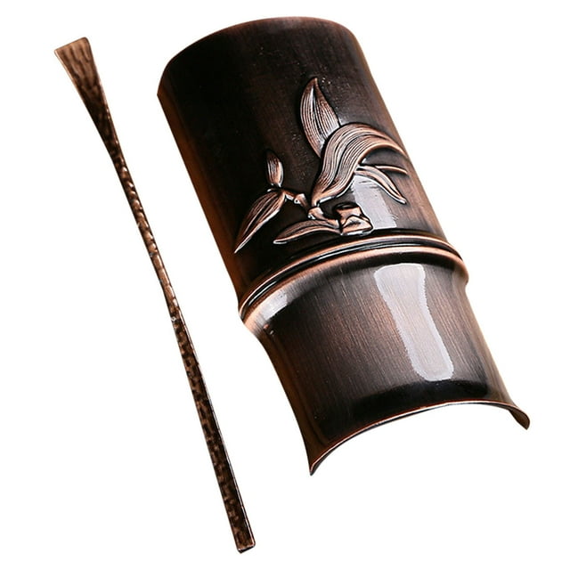 Handmade bamboo-woven tea shovel, alloy tea shovel, anti-oxidation tea ...