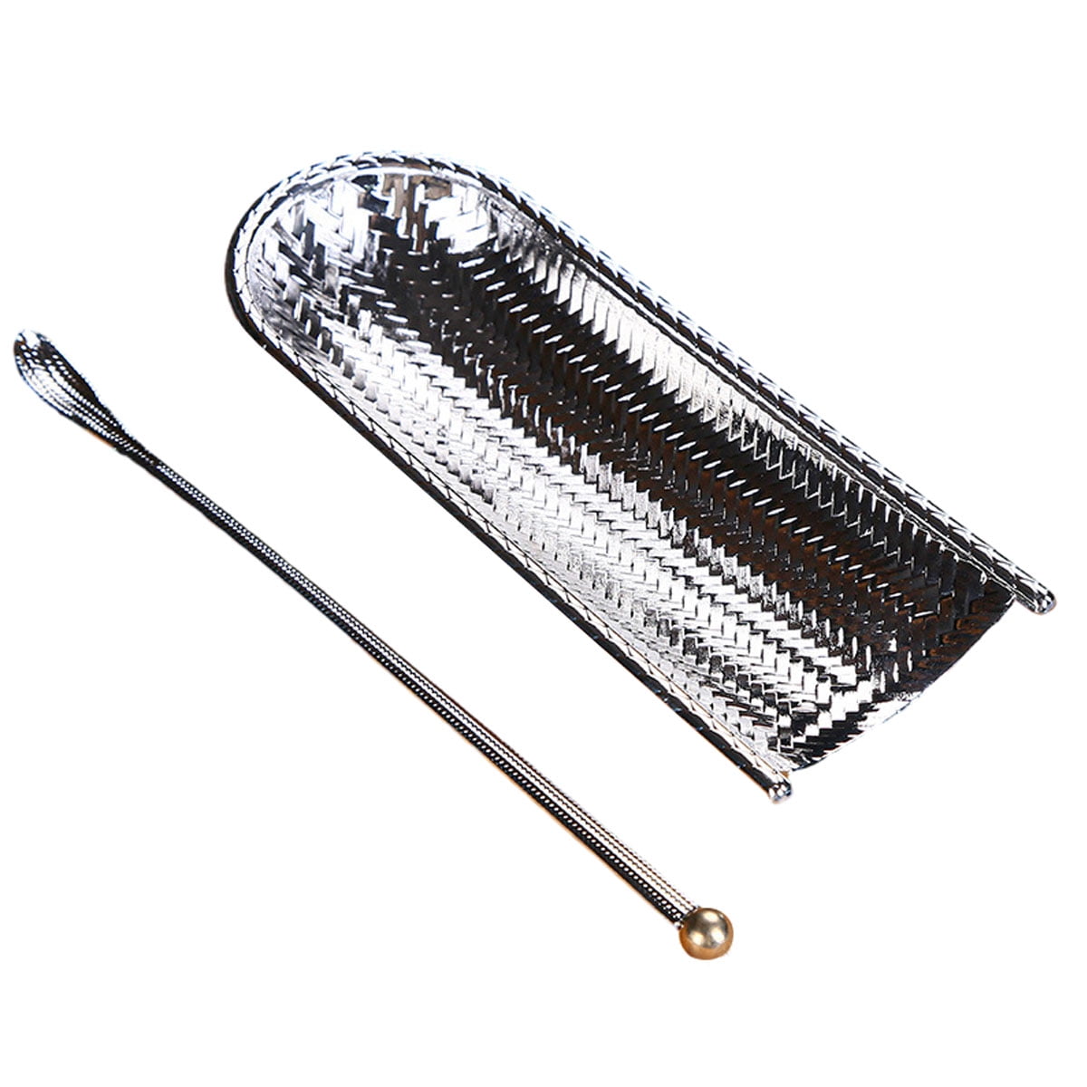 Handmade bamboo-woven tea shovel, alloy tea shovel, anti-oxidation tea ...