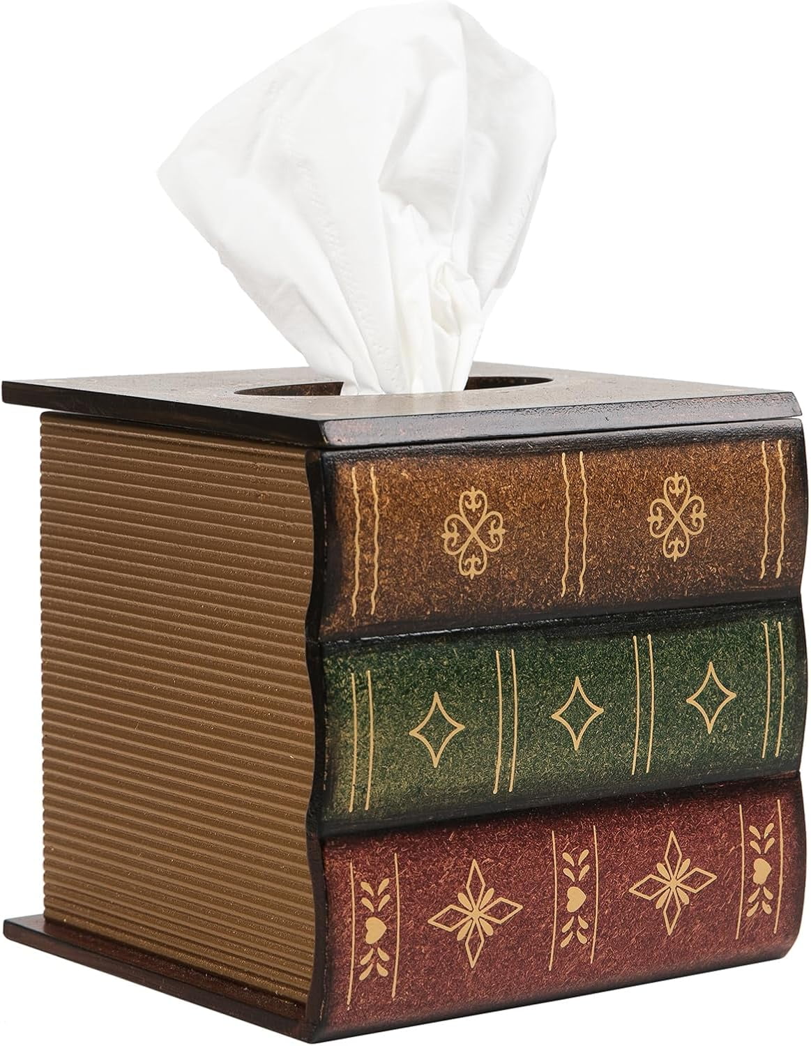 Handmade classical retro wooden antique book tissue box cover square ...