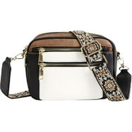 Time and Tru Women's Dorian Camera Crossbody Handbag, Black and Beige ...