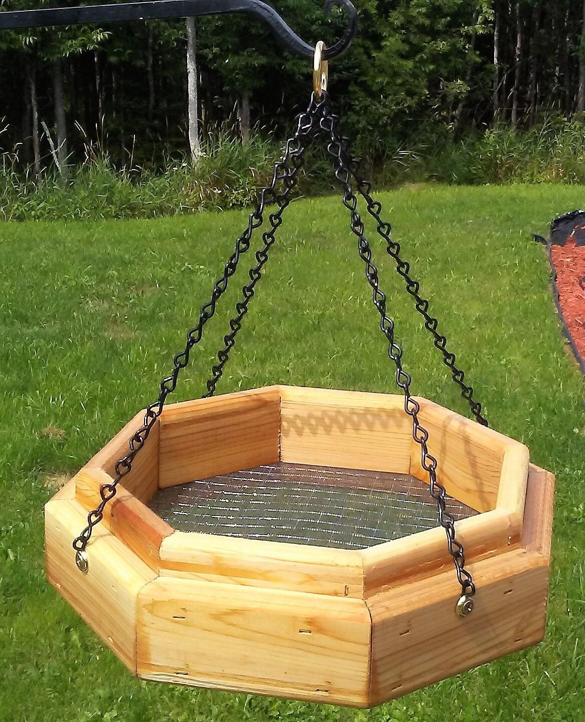 Handmade hanging octagon platform cedar wood bird/squirrel feeder ...