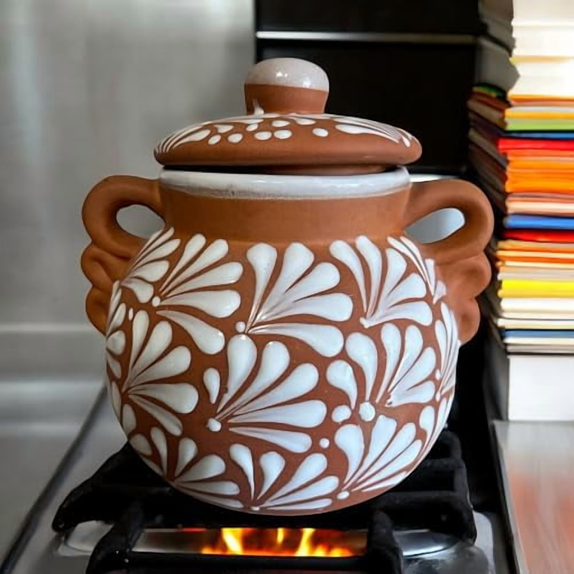 Handmade olla de barro Clay Bean Pot 3 Quarts – White Small 8x8 Inch ...
