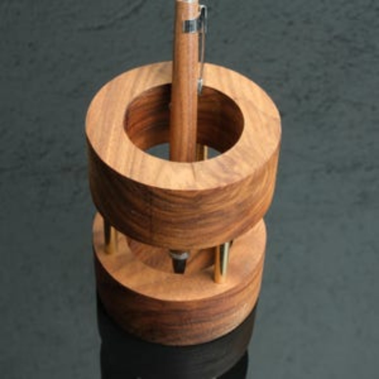 Handmade pen holder with space between the top and bottom, decorative ...
