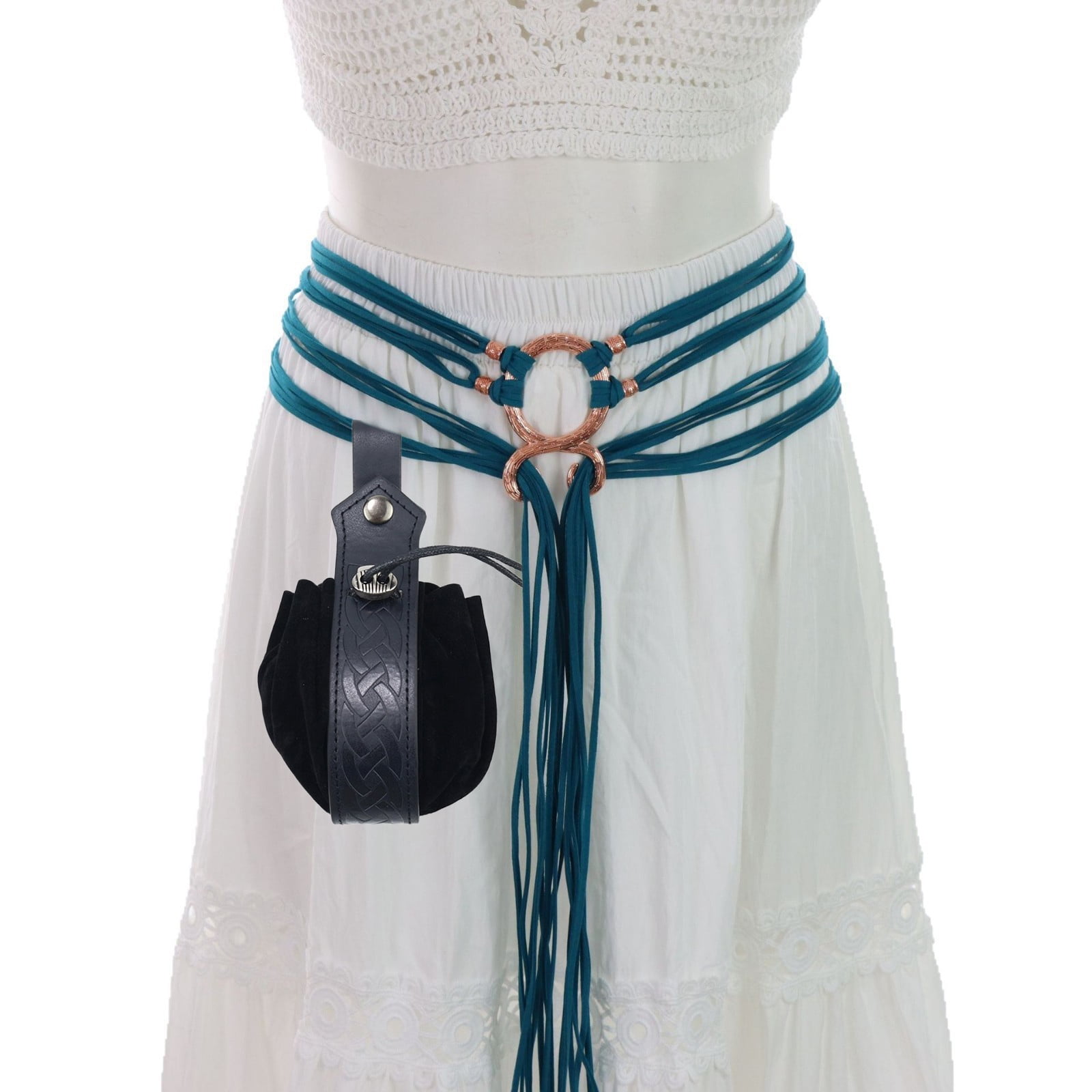 Handmade renaissances Waist Rope Belt with PU Leather Pocket & Chain ...
