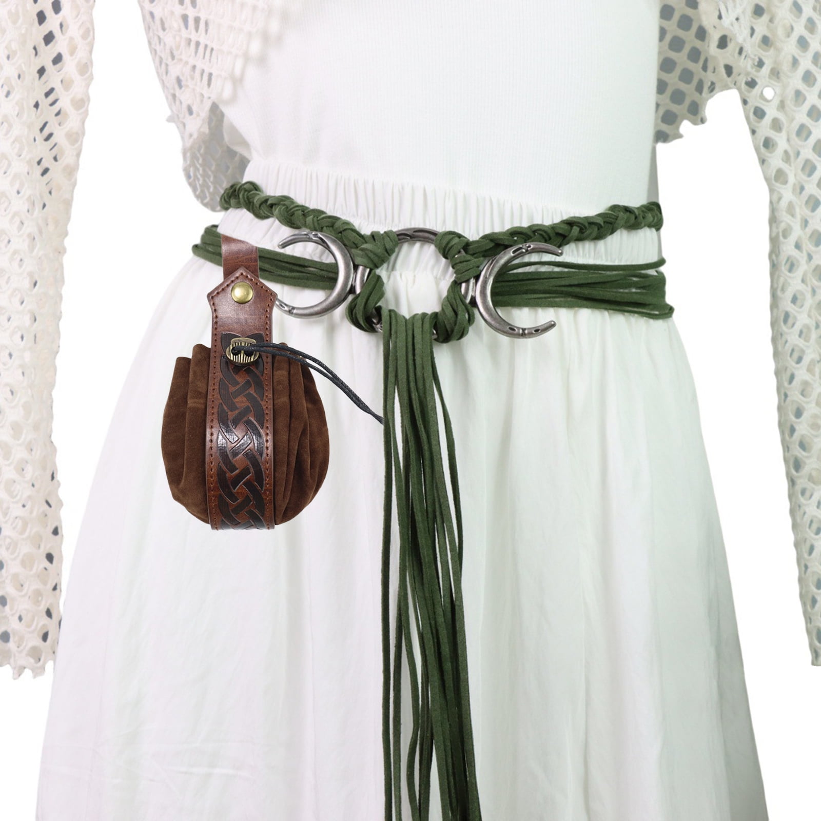 Handmade renaissances Waist Rope Belt with PU Leather Pocket & Chain ...