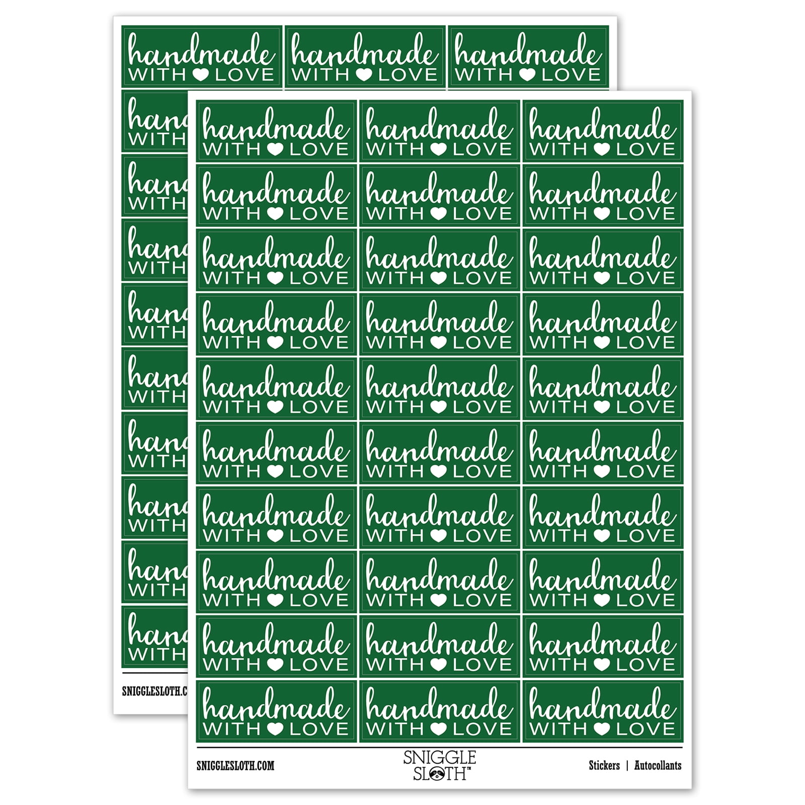 Handmade with Love Heart Detail Sticker Set - Dark Green - Gloss Finish ...