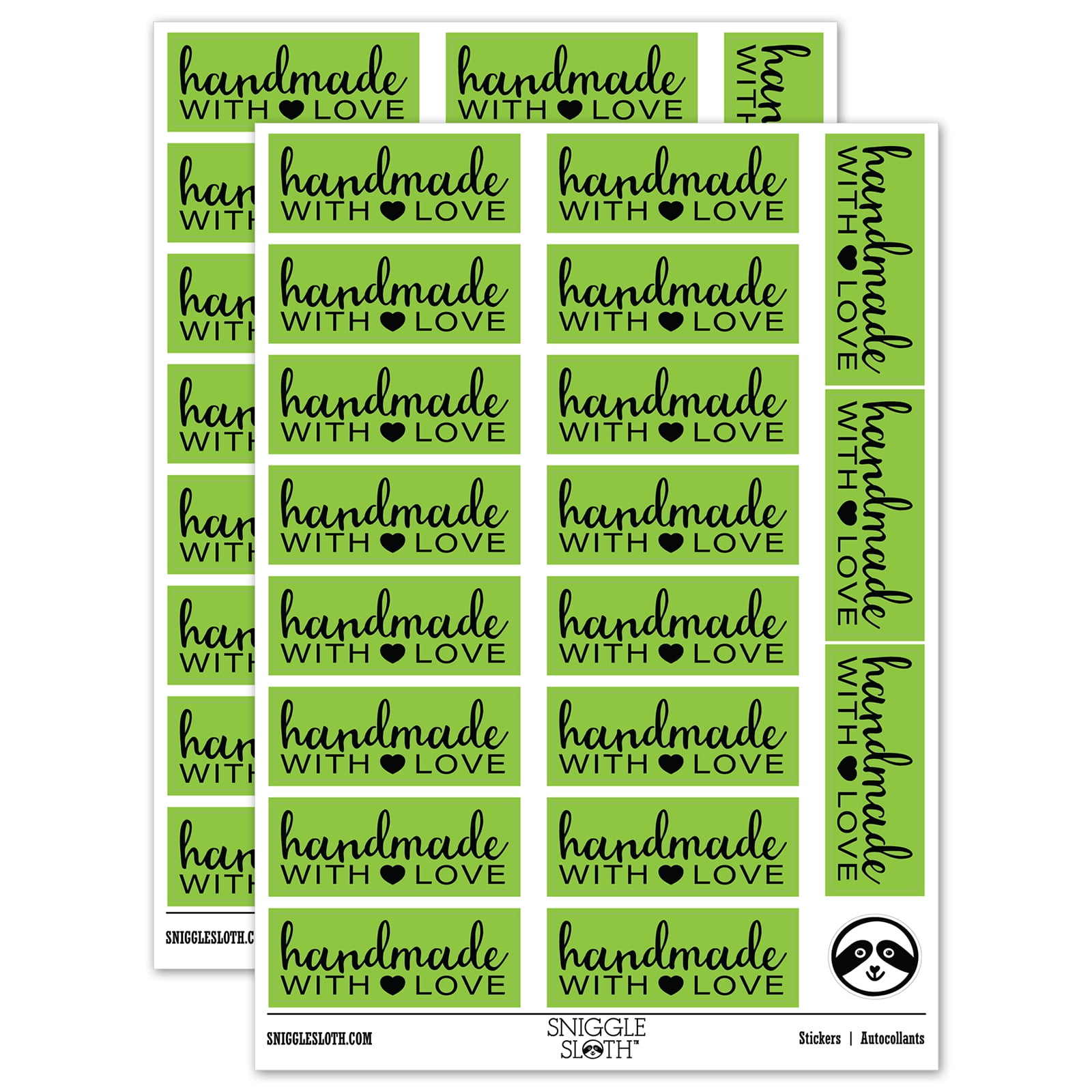 Handmade with Love Heart Detail Sticker Set - Light Green - Matte ...