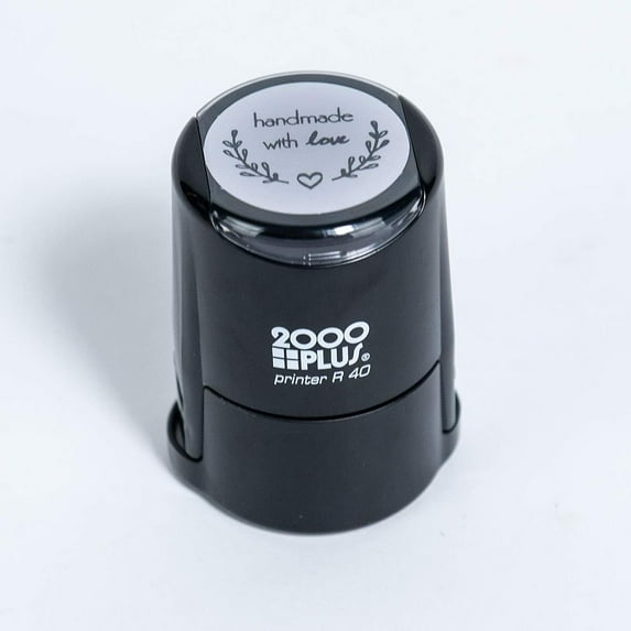 Handmade with Love Self-Inking R40 Round Stamp with Heart and Olive ...