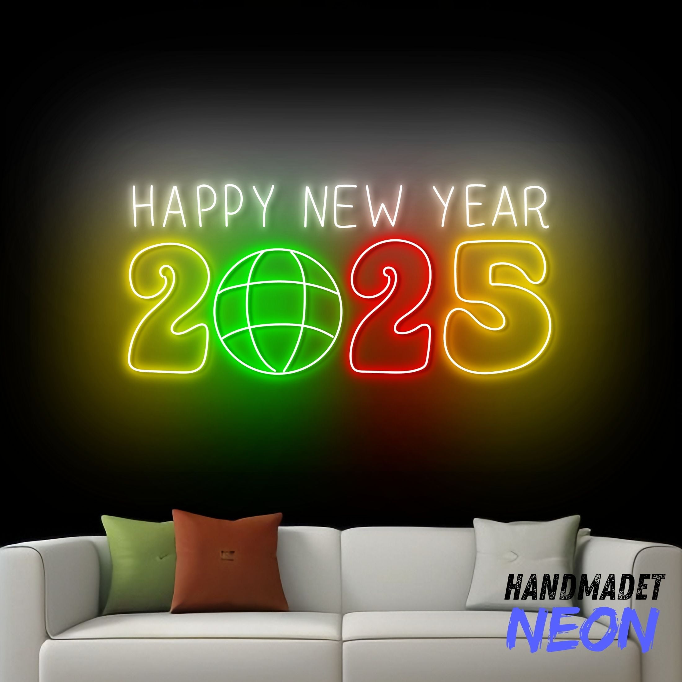 Handmadetneonsign 2025 Happy New Year Neon Sign, Disco Ball New Year ...