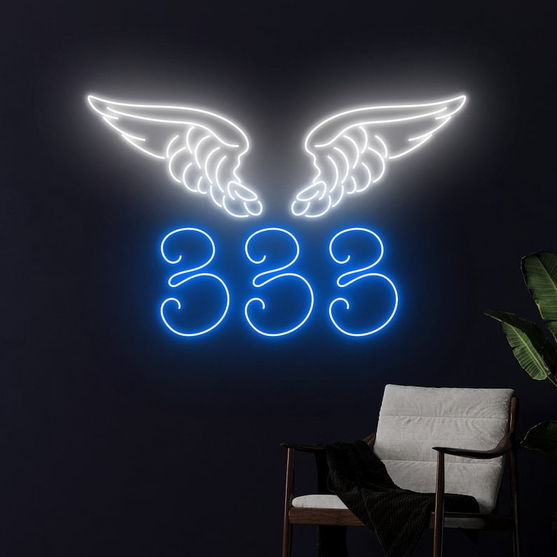 Handmadetneonsign 333 Wings Led Sign, 333 Angel Wings Neon Sign, 333 ...