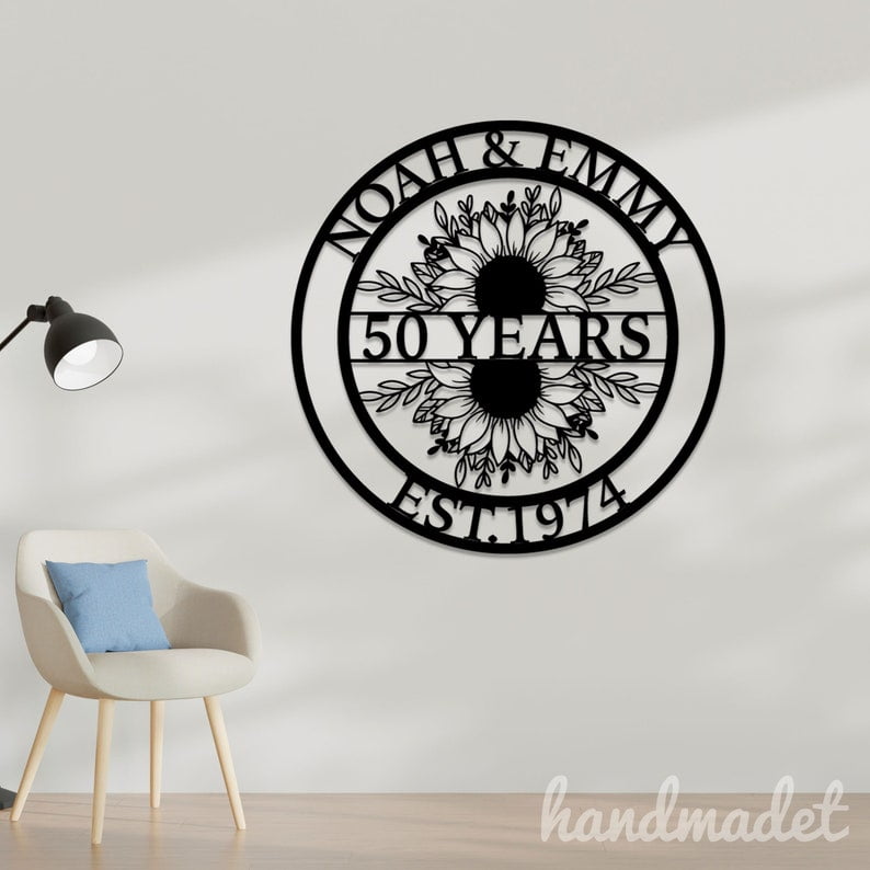 Handmadetneonsign 50th Years Anniversary Metal Wall Art Light, Event ...