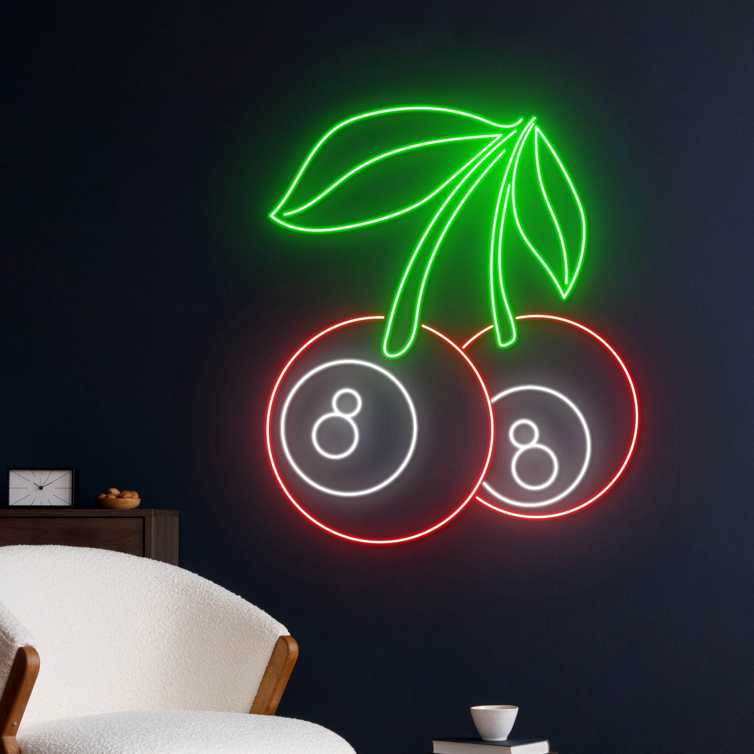 Handmadetneonsign 8 Ball Billiards Cherry Led Sign, Billiard 8 Ball ...