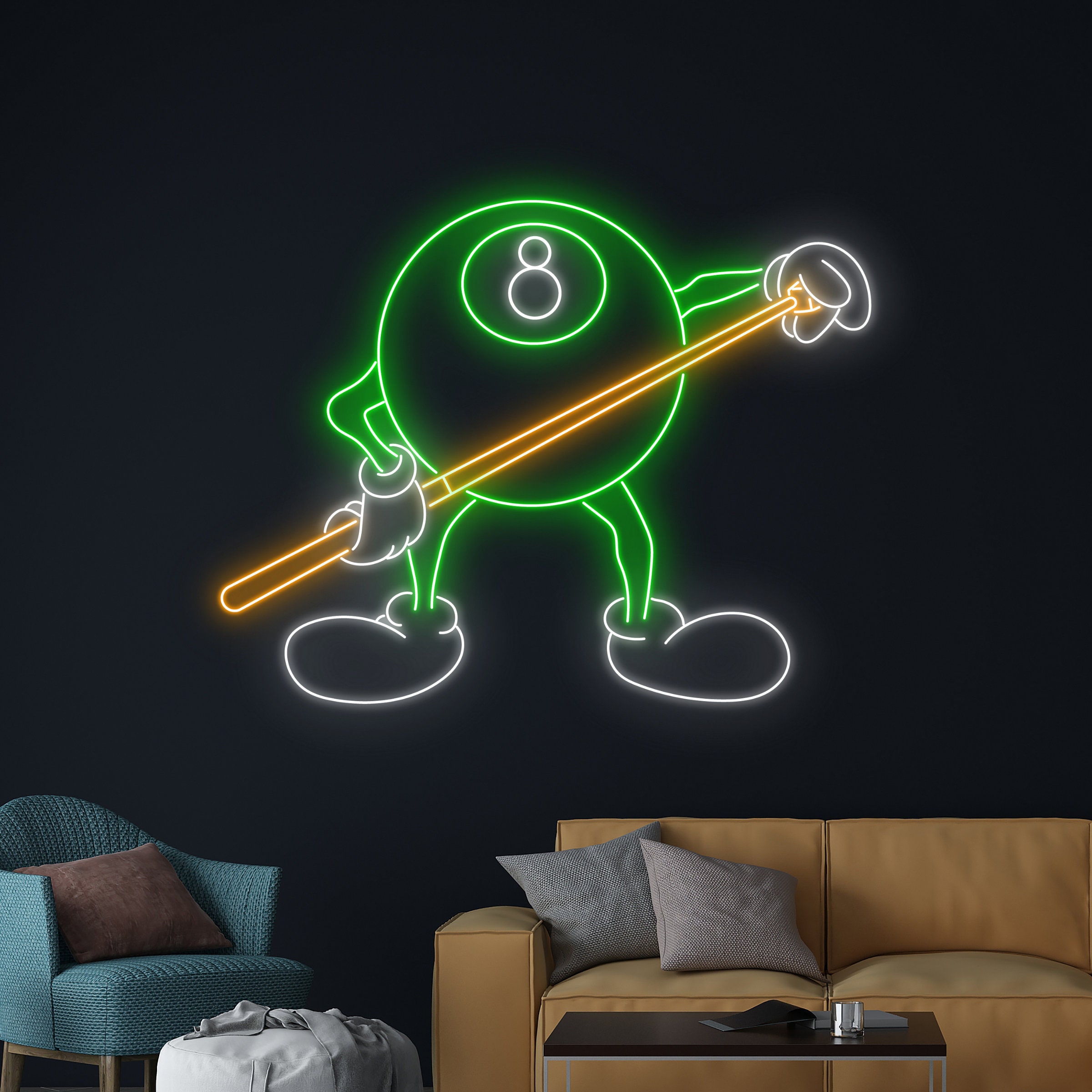 Handmadetneonsign 8 Ball Billiards Led Sign, Billiard 8 Ball Neon Sign ...