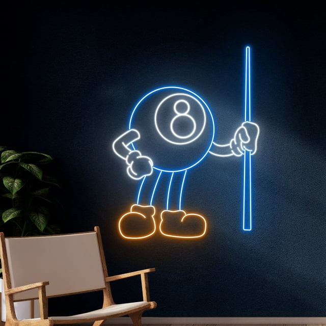 Handmadetneonsign 8 Ball Billiards Led Sign, Billiard 8 Ball Neon Sign ...