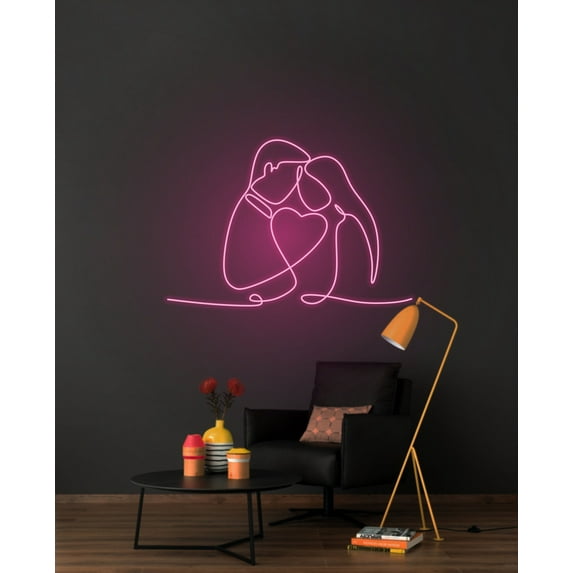 Handmadetneonsign Abstract Couple Neon Sign, Line Lovers Led Sign ...
