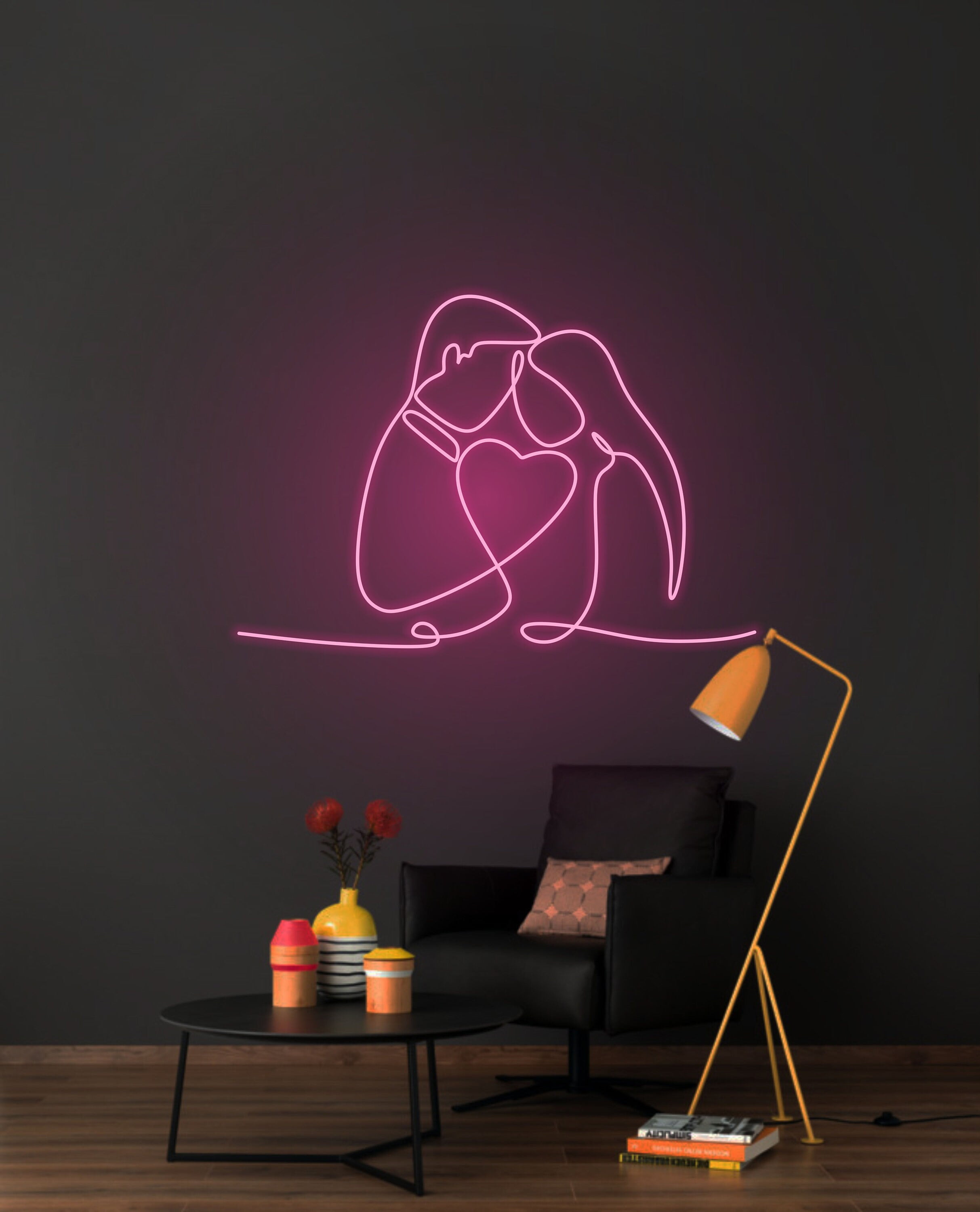 Handmadetneonsign Abstract Couple Neon Sign, Line Lovers Led Sign ...
