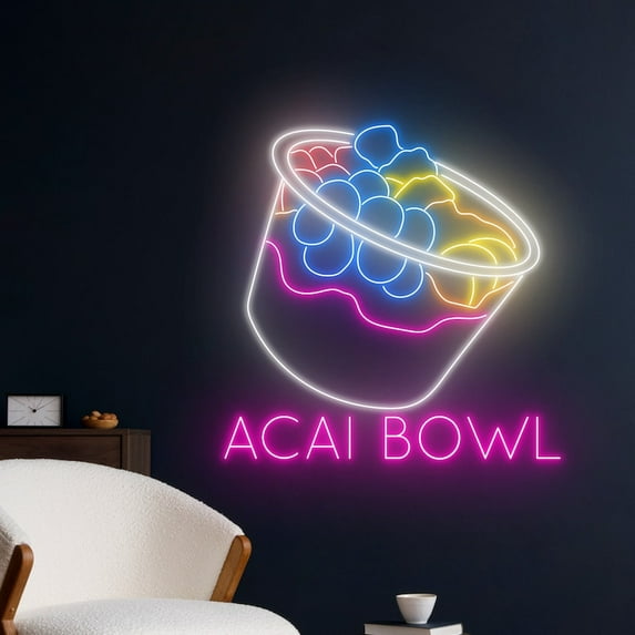 Handmadetneonsign Acai Bowl Neon Sign, Acai Bowl Fruit Wall Art Decor ...