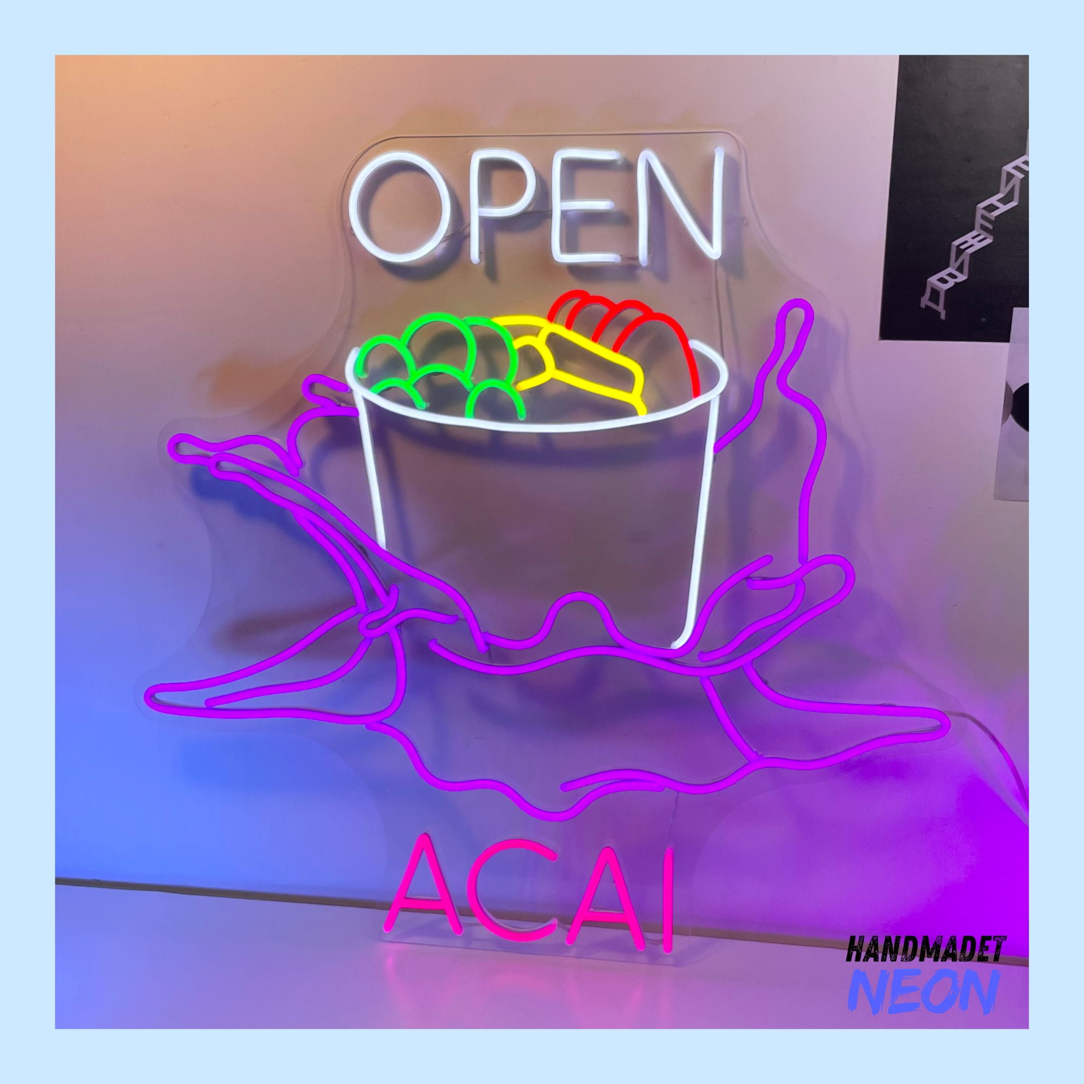Handmadetneonsign Acai Bowl Open Neon Sign, Acai Bowl Led Sign, Healthy ...