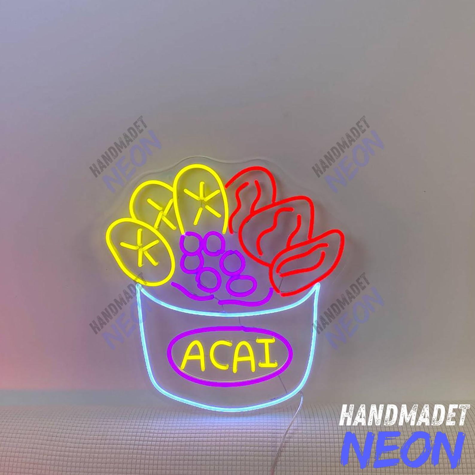 Handmadetneonsign Acai Neon Sign, LED Wall Light for Smoothie Bar ...