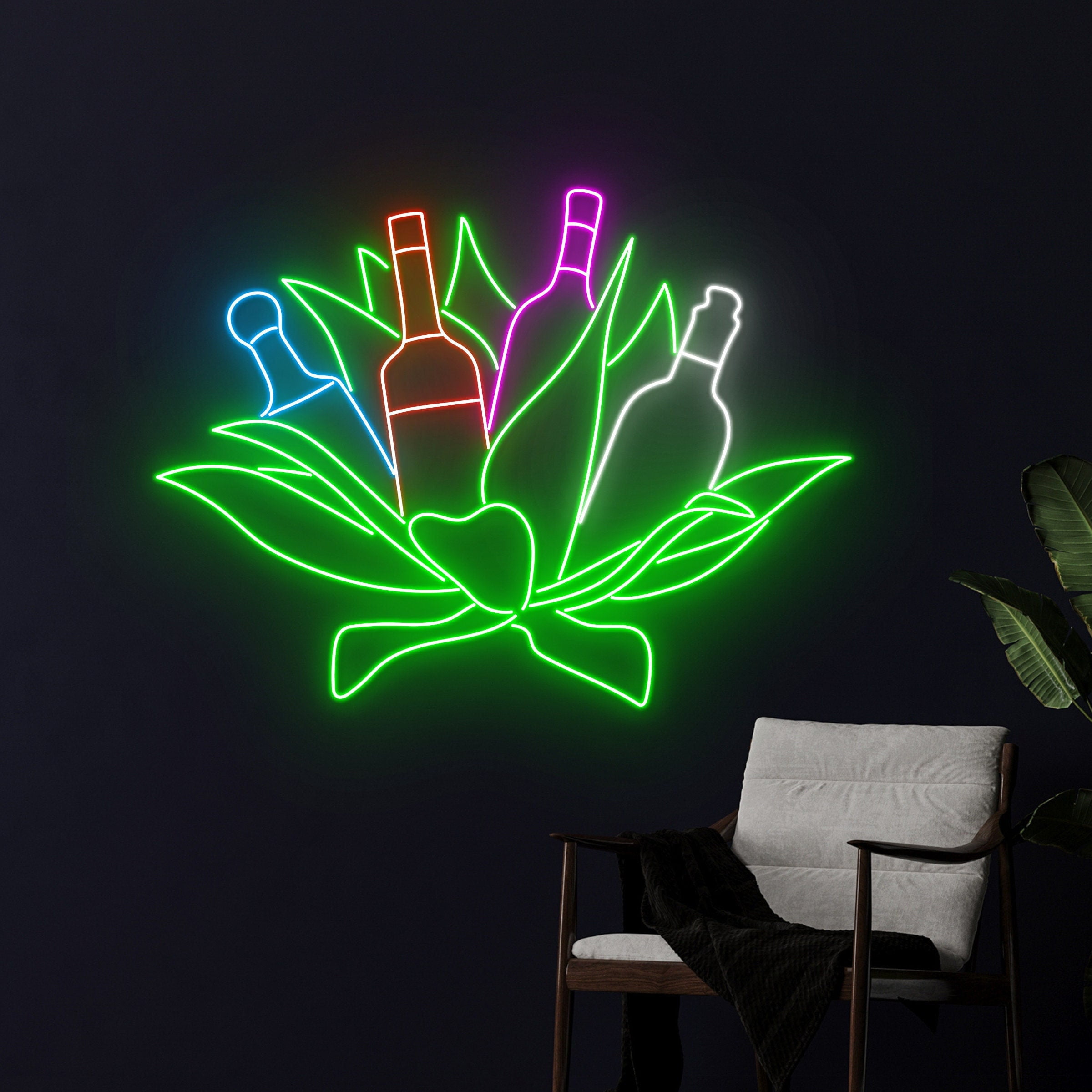 Handmadetneonsign Agave Tequila Neon Sign, Tequila Agave Neon Light ...