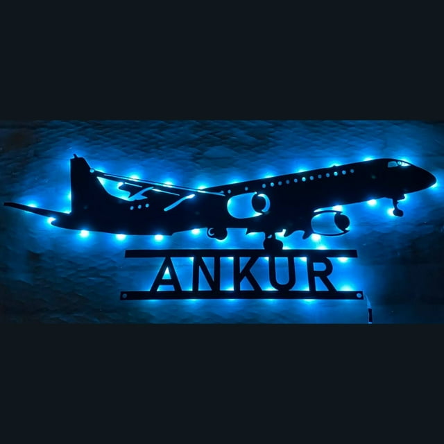 Handmadetneonsign Airplane Metal Wall Art Light, Aircraft Metal Sign ...
