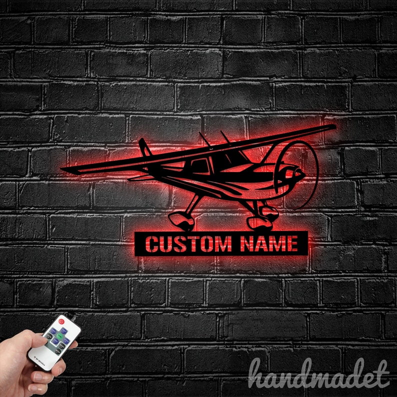 Handmadetneonsign Airplane Metal Wall Art Light, Plane Metal Sign Wall ...