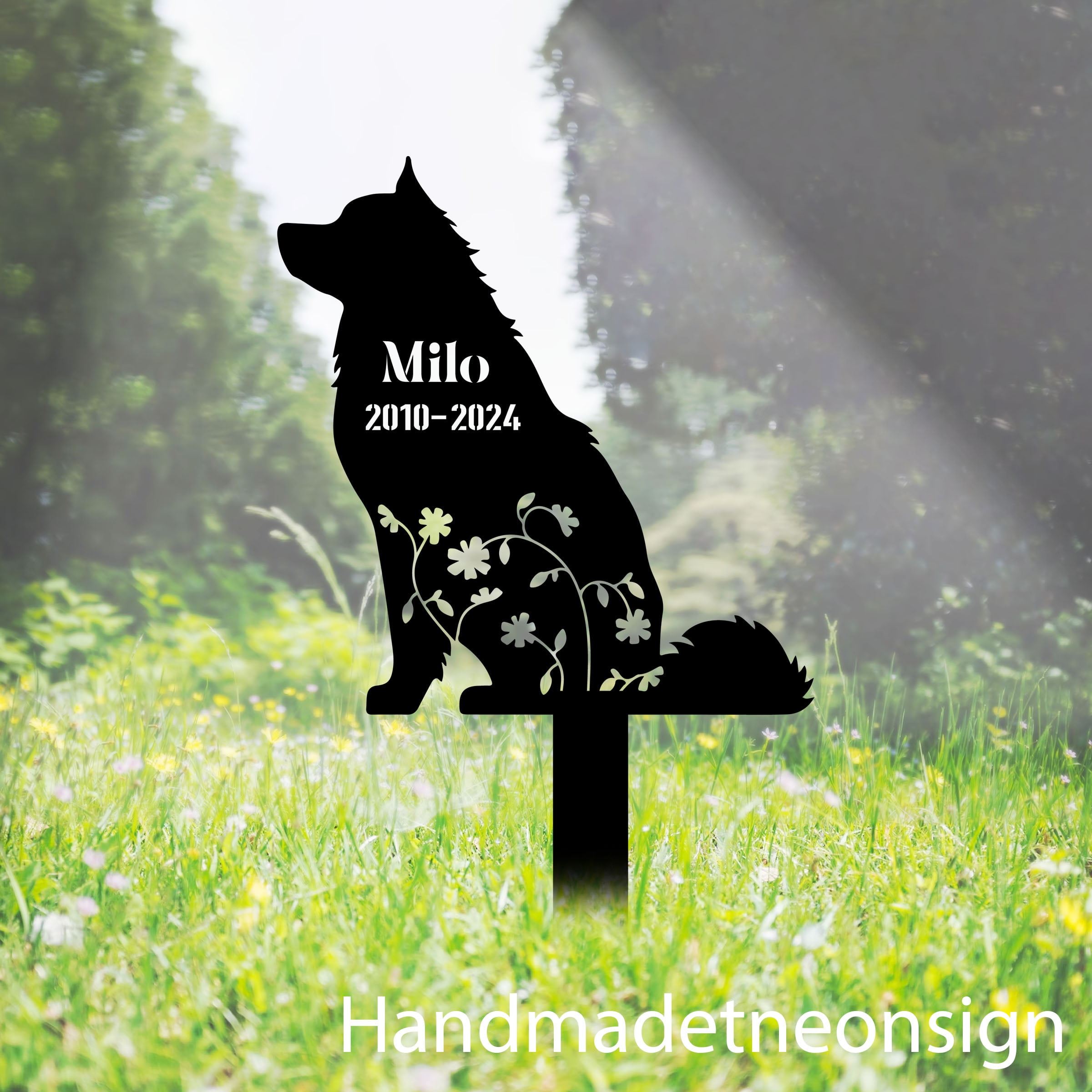 Handmadetneonsign Alaskan Malamute Metal With Stake, Dog Metal Name Sign Stake, Dog Metal Stake ...