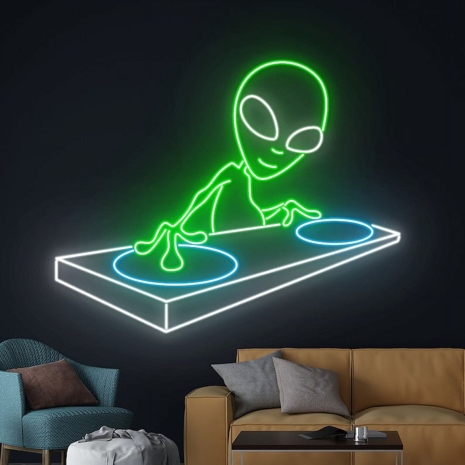 Handmadetneonsign Alien DJ Led Sign, Alien DJ Neon Light, Swag Alien ...