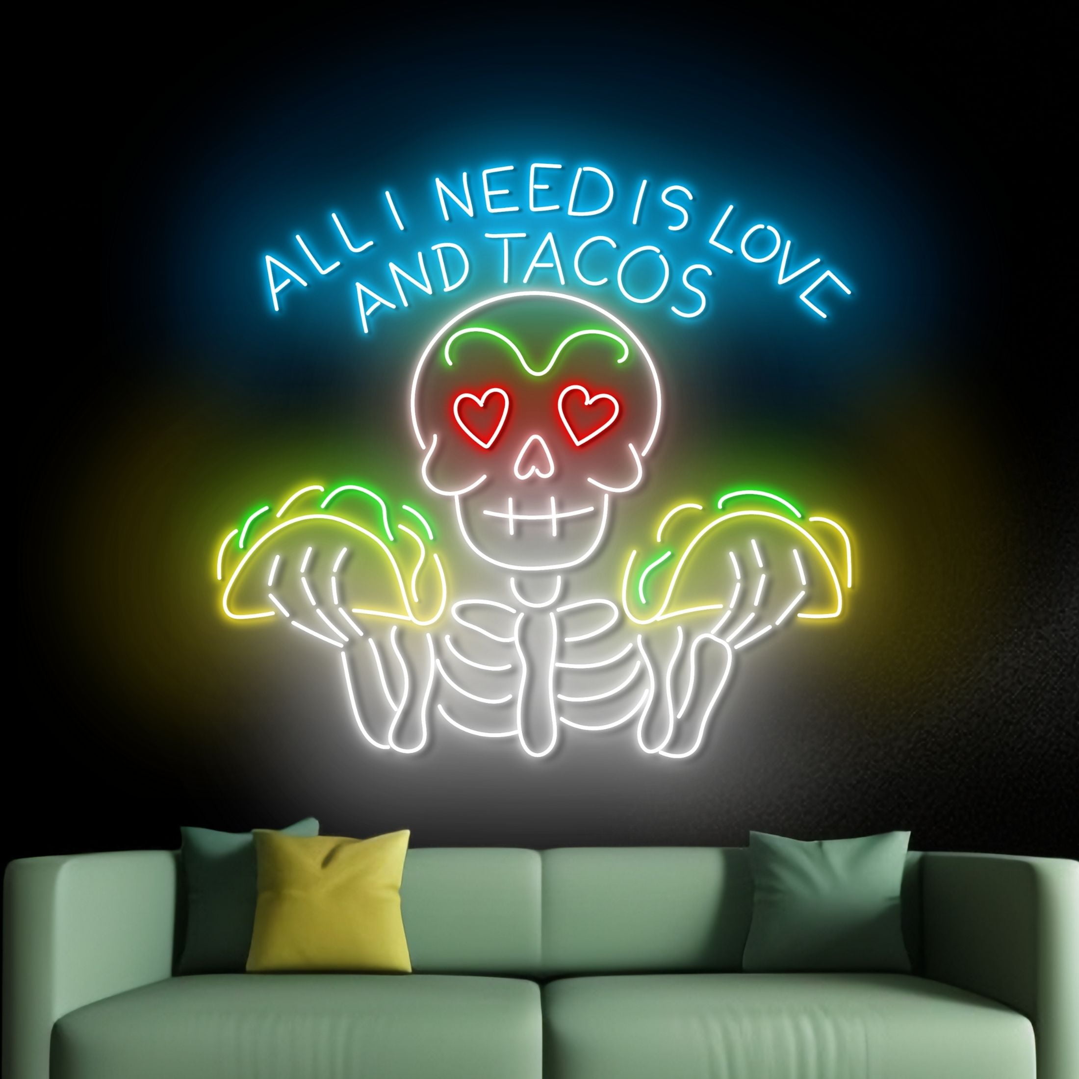 Handmadetneonsign All I Need Is Love Tacos Neon Sign, Tacos Open Wall ...