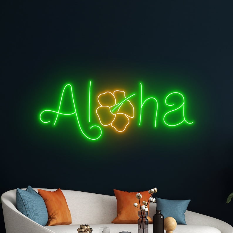 Handmadetneonsign Aloha Flower Wall Art, Aloha Flower Wall Decor ...