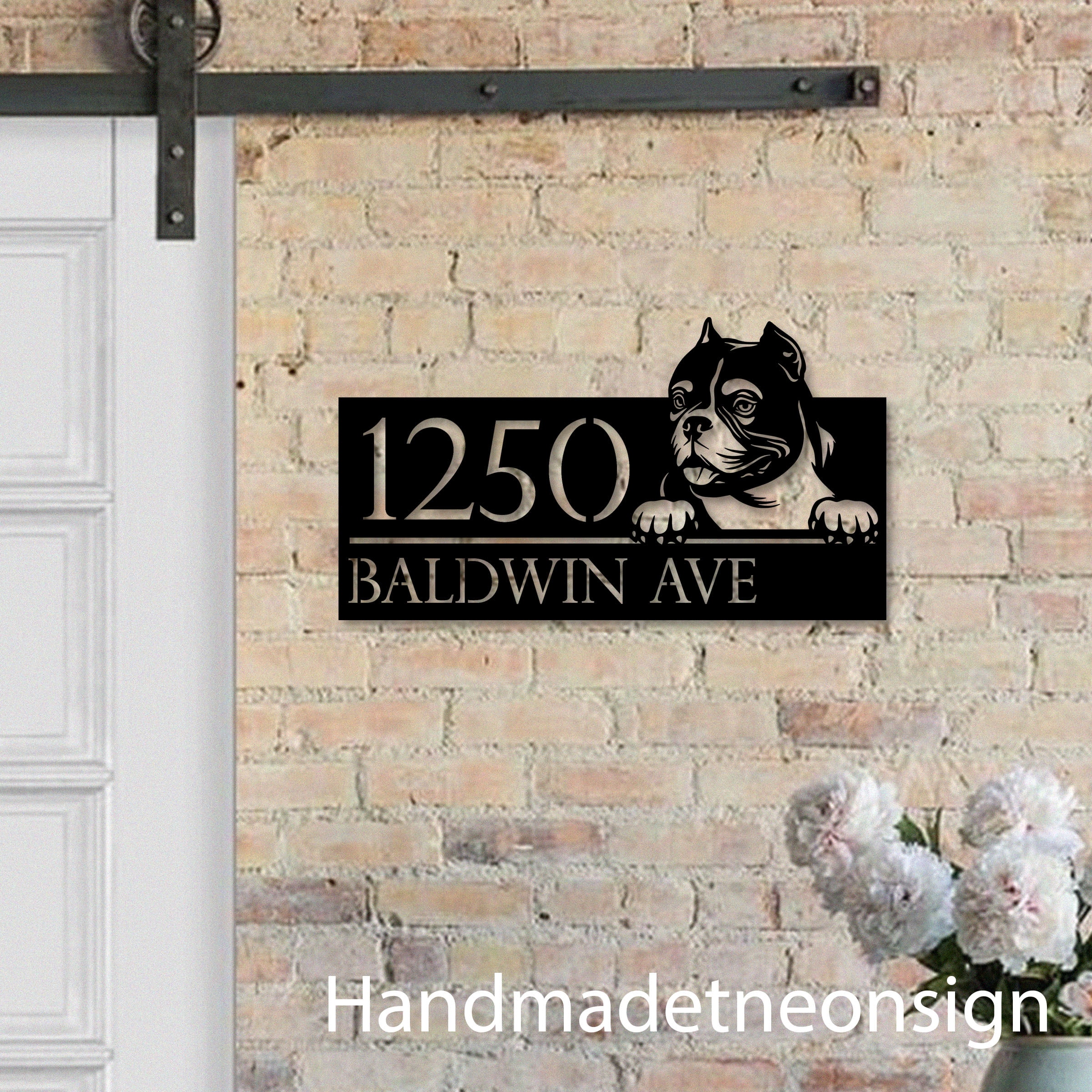 Handmadetneonsign American Bully House Number, Bully Dog Home Address ...